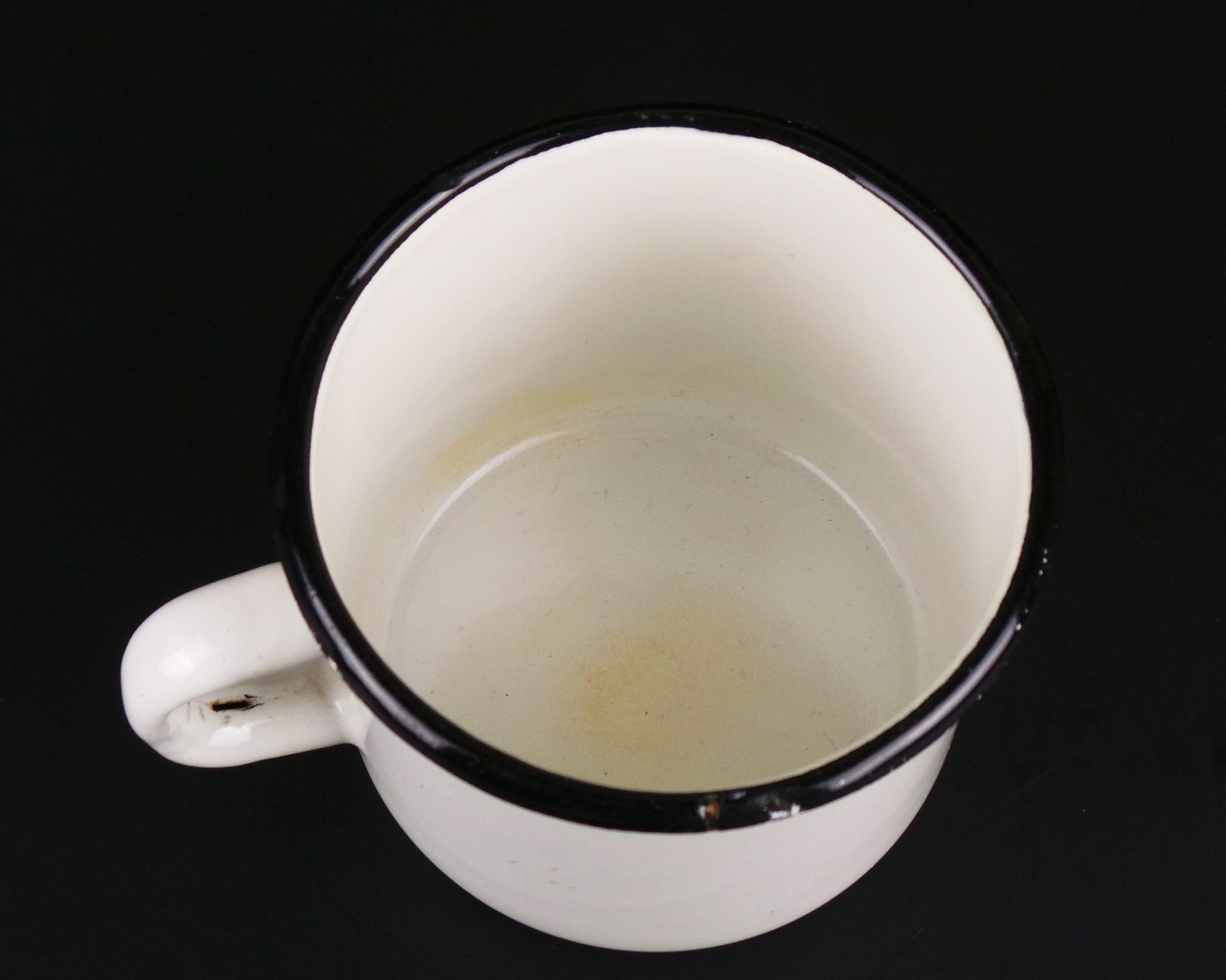 Vintage White Enamel Cup With Handle Vintage Enamel Mug Black - Etsy