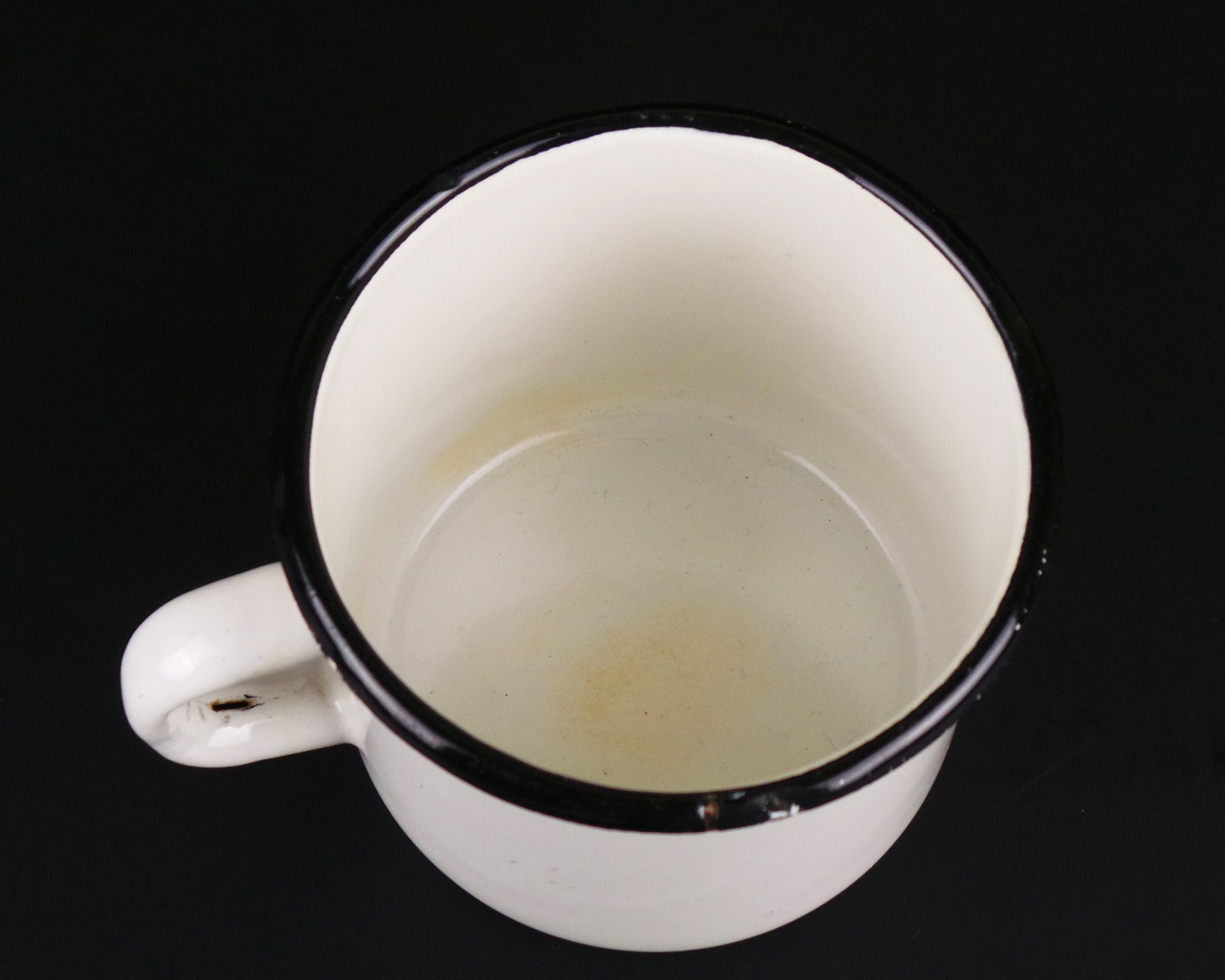 Vintage White Enamel Cup With Handle Vintage Enamel Mug Black - Etsy