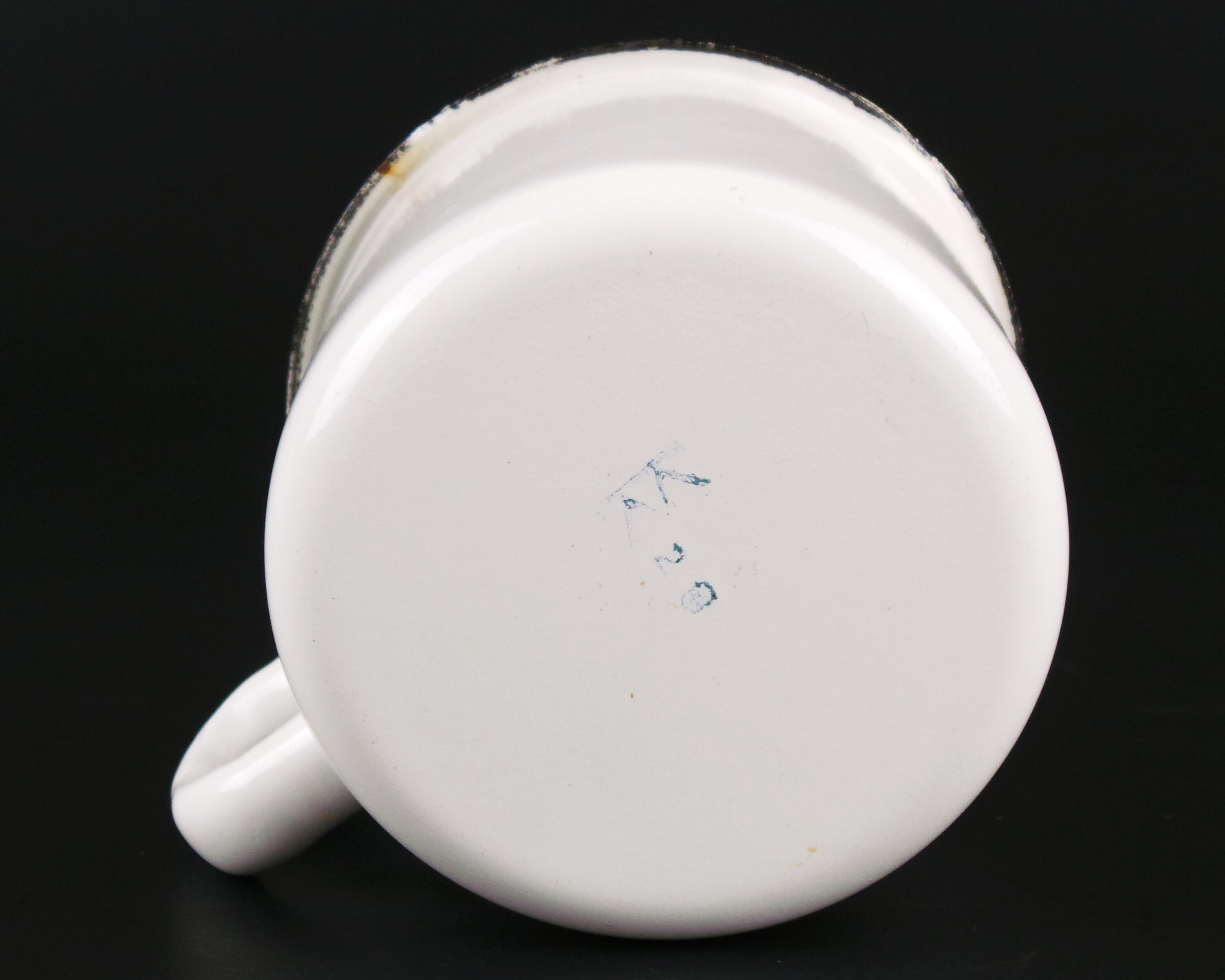 Vintage White Enamel Cup With Handle Vintage Enamel Mug Black - Etsy