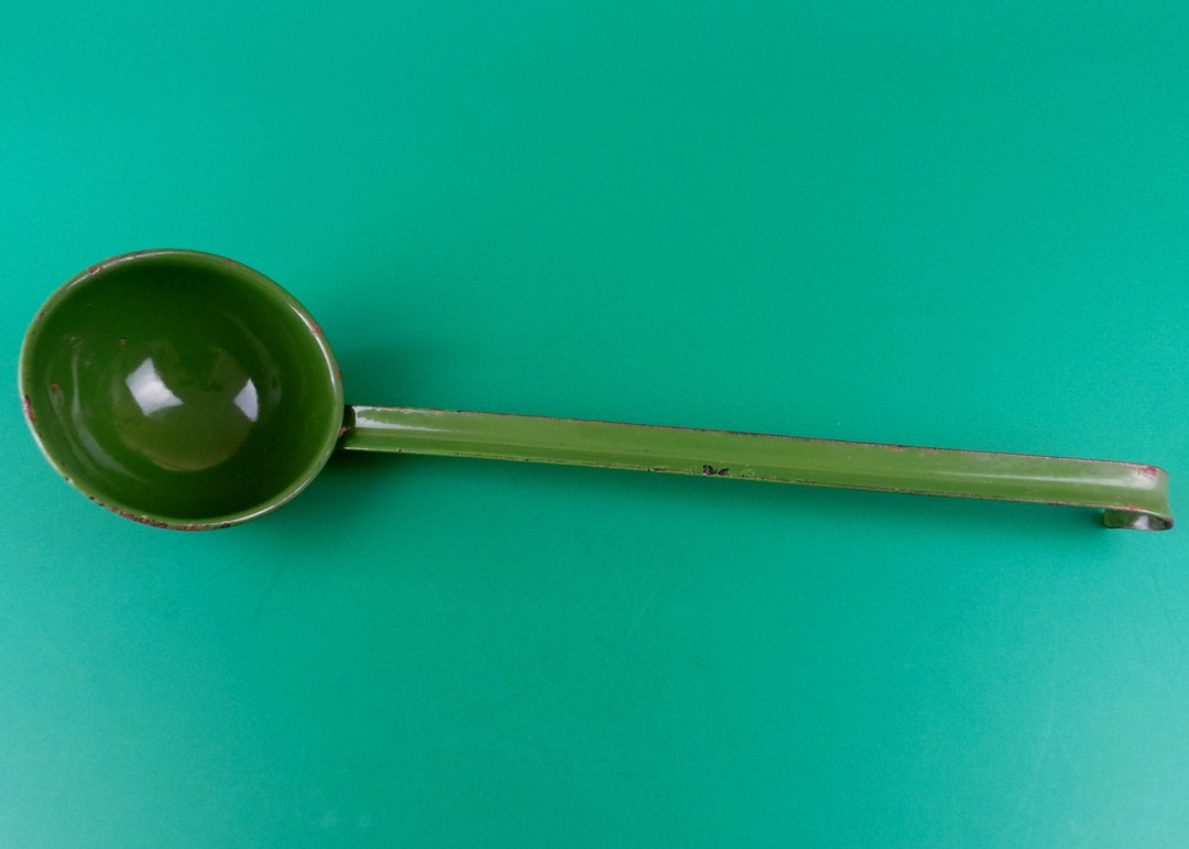 Vintage Green Enamel Ladle With Handle and Hook Farmhouse Decor Made in ...