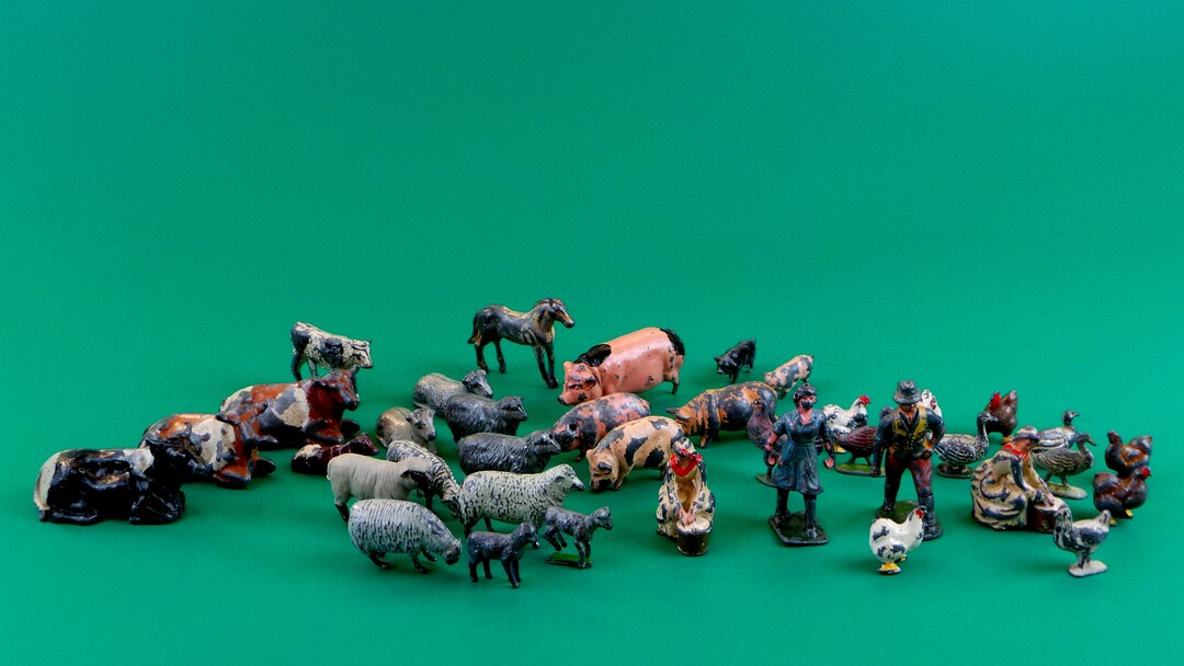 Antique Lead Farm Animal Playset: Collectible Children's Toys, Made in ...