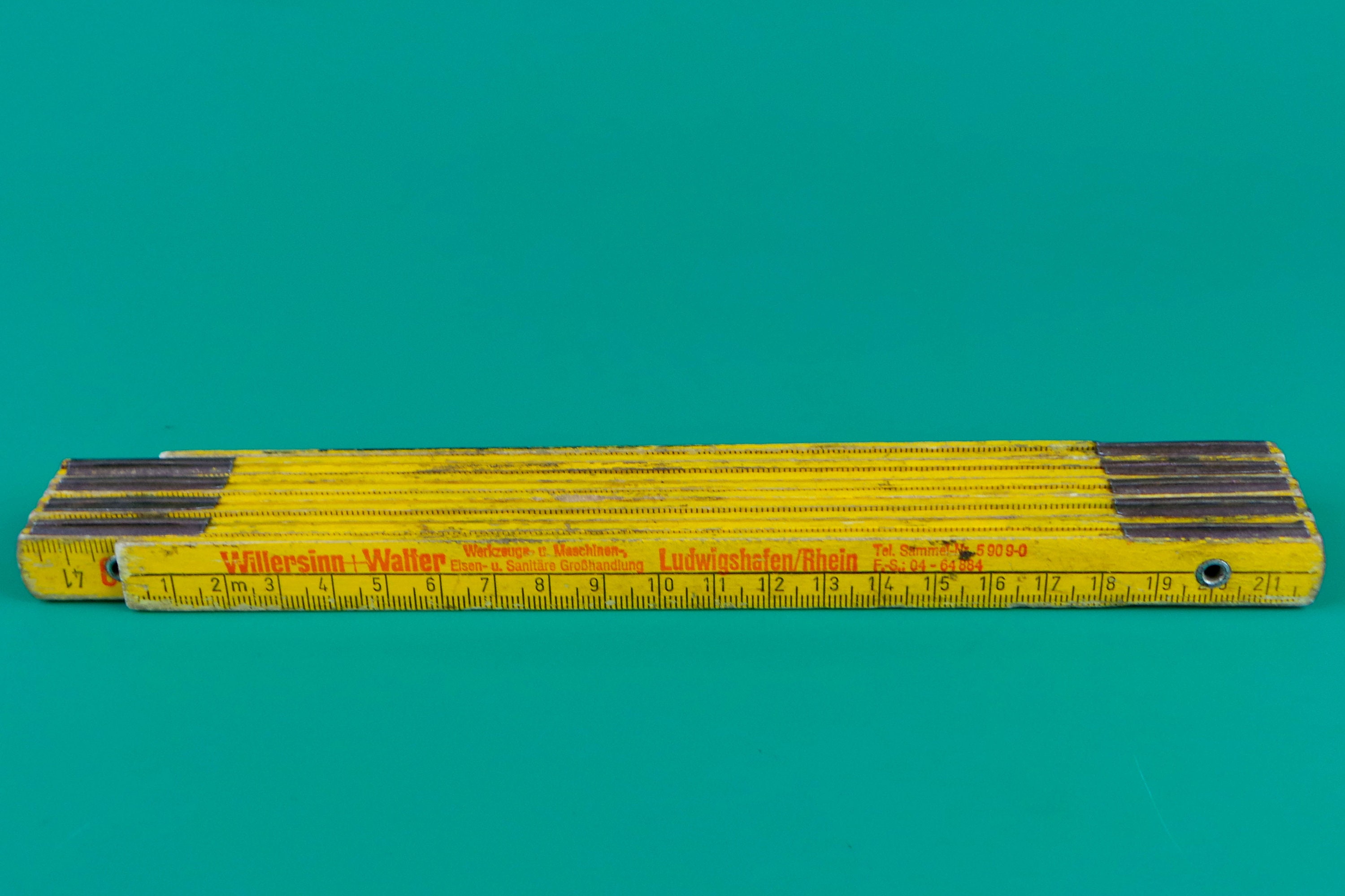 Vintage Yellow Carpenter's Folding Ruler Metal Hinges Willersinnwalter ...