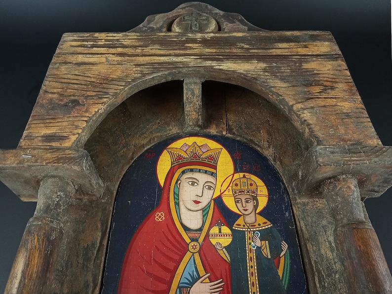 Antique Handmade Wooden Orthodox Iconostasis Holy Virgin and - Etsy