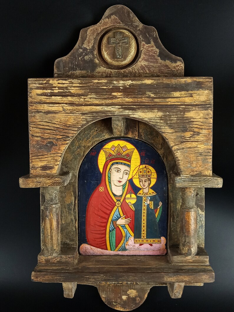 Antique Handmade Wooden Orthodox Iconostasis Holy Virgin and - Etsy