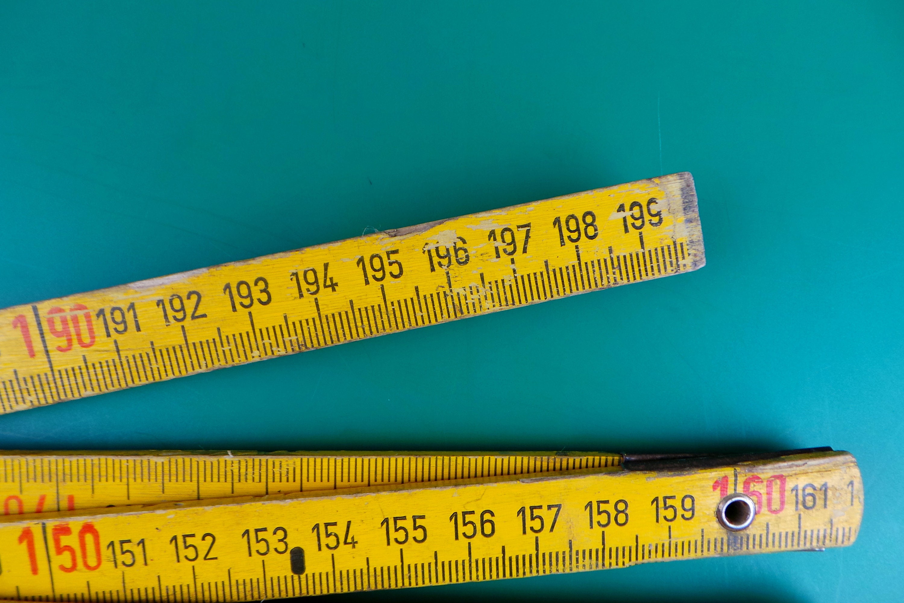 Vintage Yellow Carpenter's Folding Ruler Metal Hinges Willersinnwalter ...