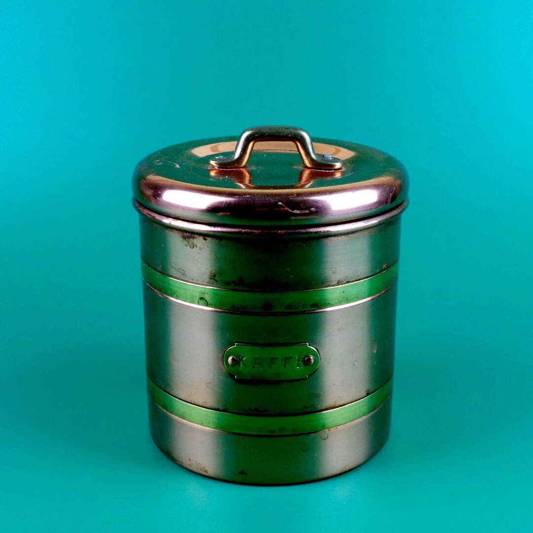 Antique Round Copper Jar With Lid Coffee Vintage Copper Pot Lid Handle ...