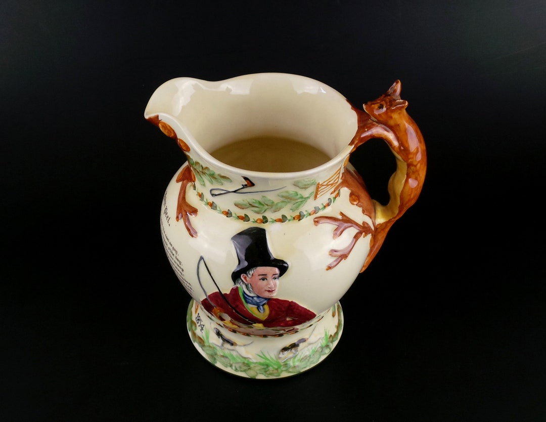 Antique Hand Painted Porcelain Music Pitcher John Peel Crown Devon S ...