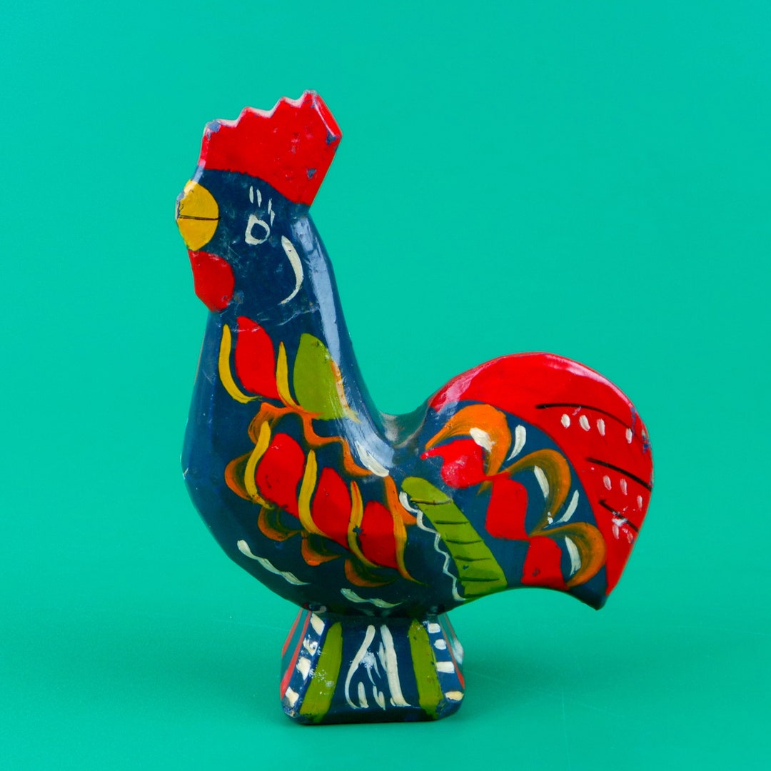 Antique Wooden Handmade Dala Rooster * Vintage Wooden Colorful Toy Folk ...