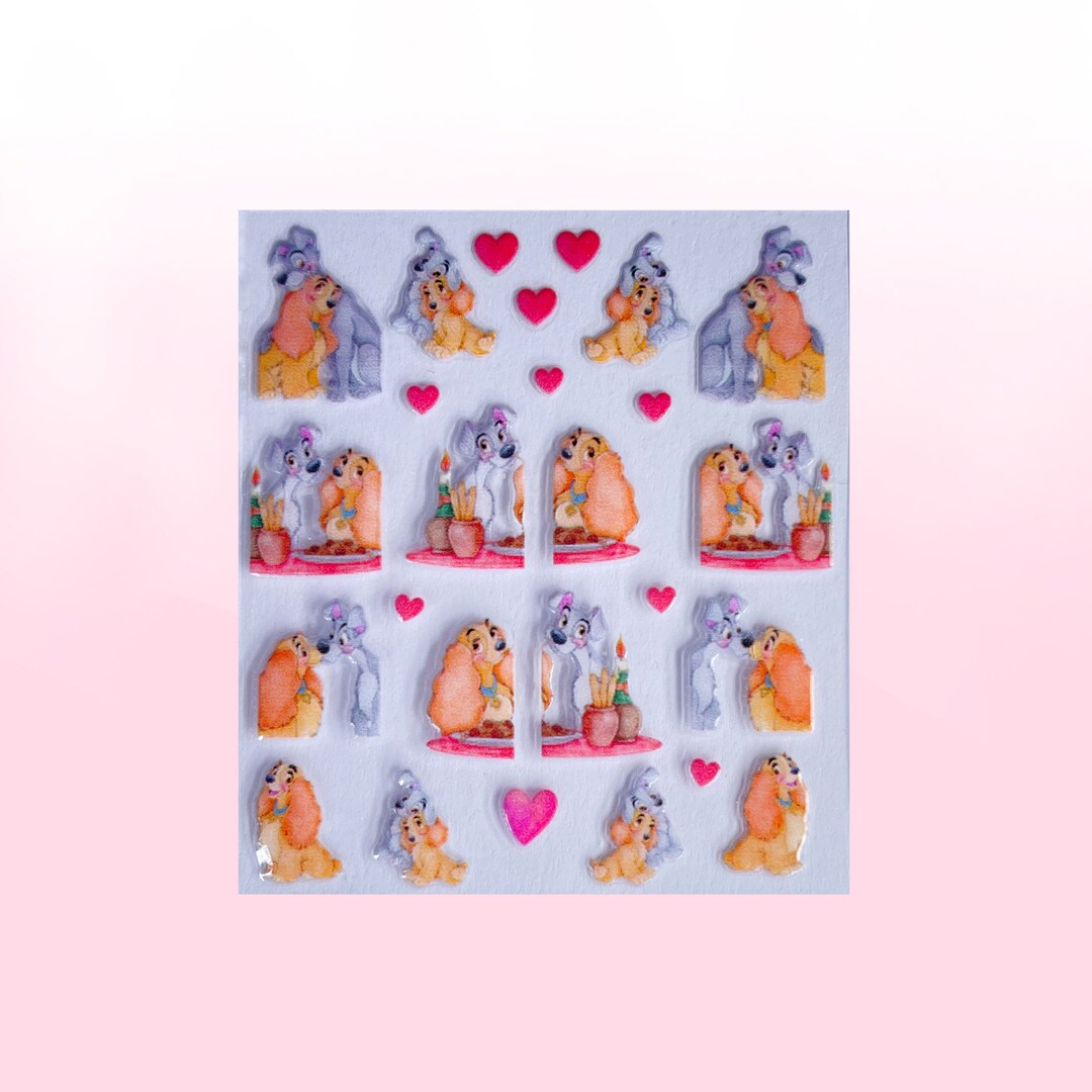 Lady Mutt Tramp Dog Dogs Nail Art Transfer Stickers Nail Art Decals ...