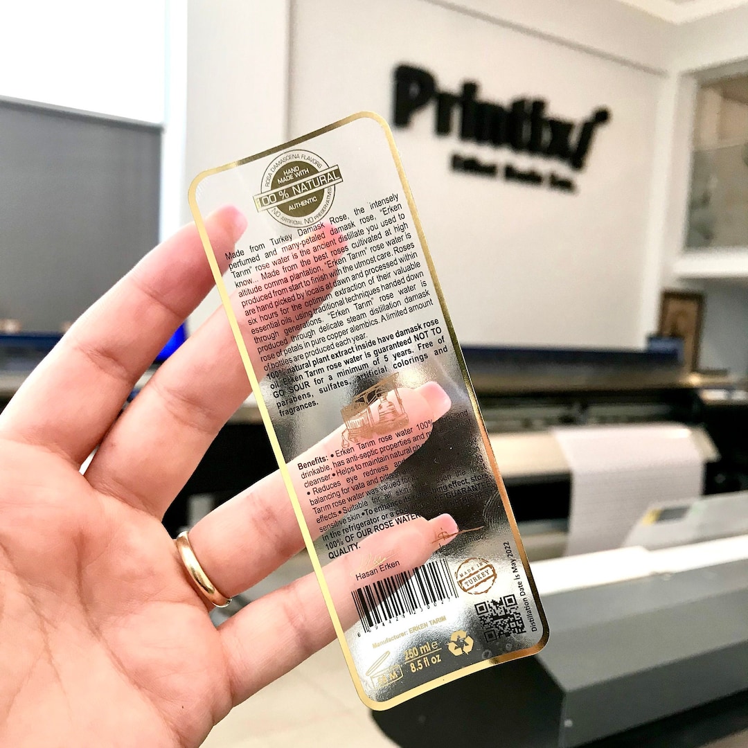 Gold Clear Custom Stickers, Custom Product Labels, Gold Foil Printing ...