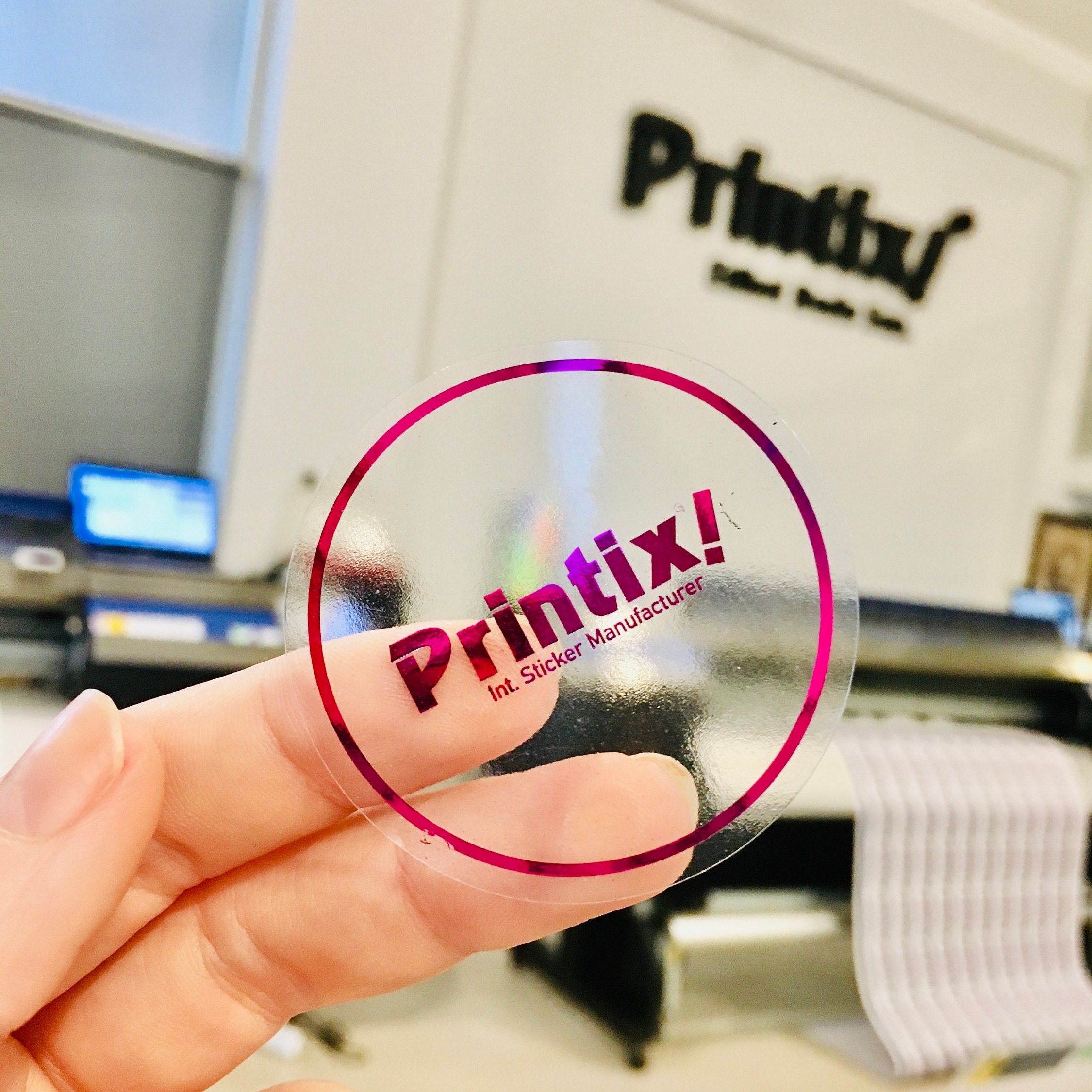 Pink Clear Custom Stickers, Custom Product Labels, Pink Foil Printing ...