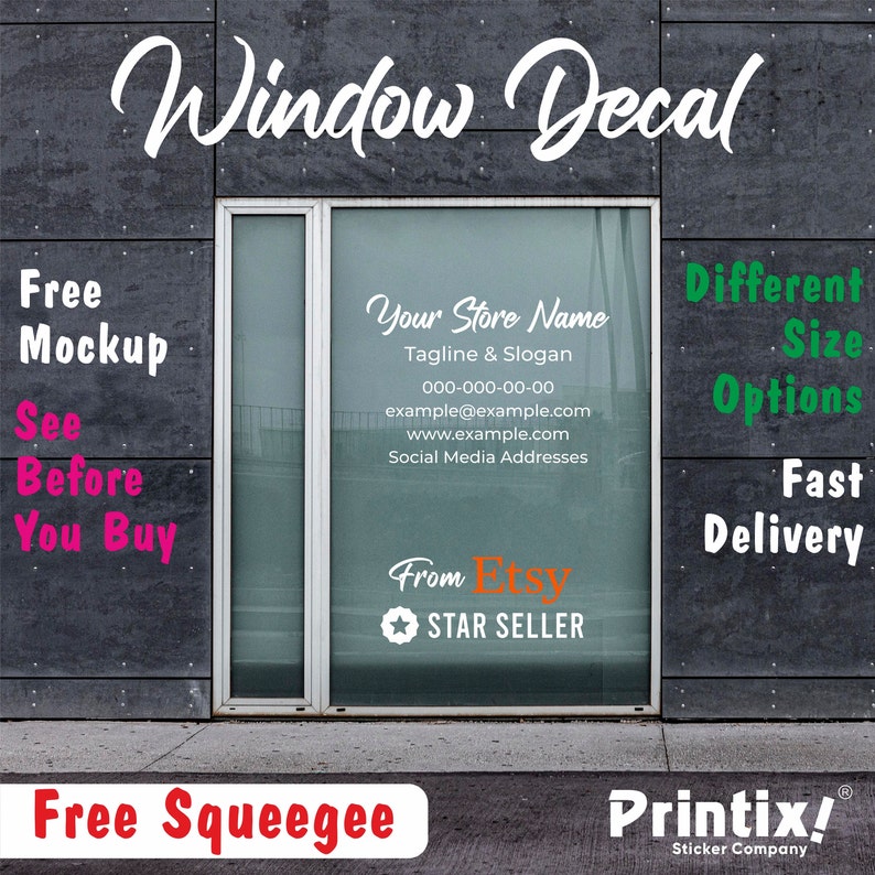 Window Decal Storefront Vinyl Sticker Customizable Shop Name - Etsy