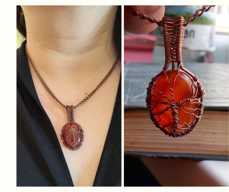 Wiccan amulet tree of life gothic pendant with red carnelian | Etsy