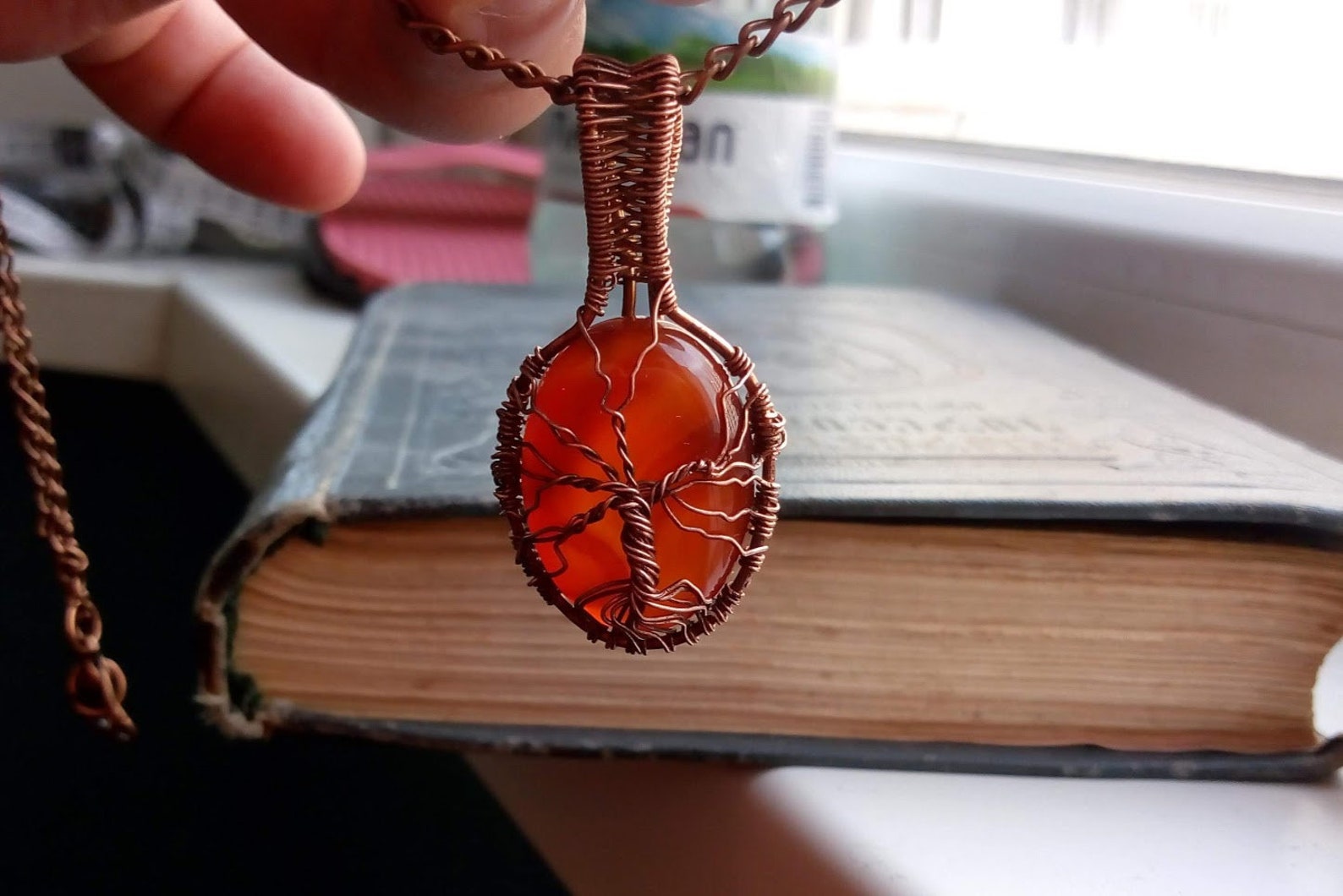Wiccan Amulet, Tree of Life Gothic Pendant With Red Carnelian, Handmade ...