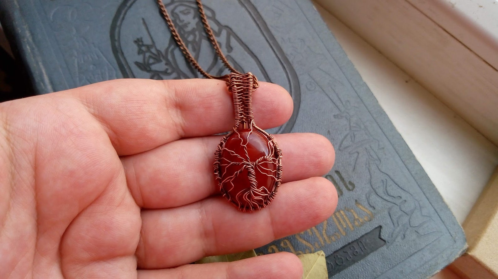 Wiccan amulet tree of life gothic pendant with red carnelian | Etsy