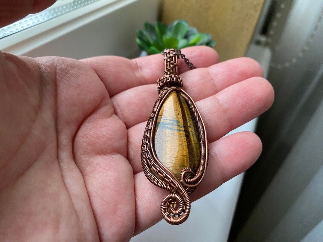 Tigers Eye Gemstone Necklace, Handmade Pendant With Tigers Eye Crystal ...