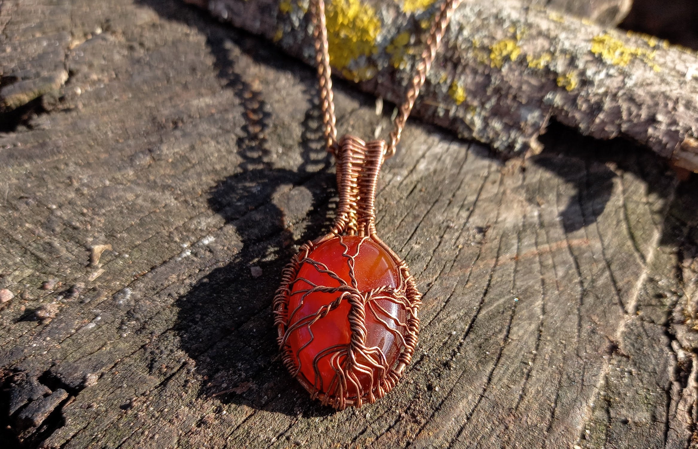 Wiccan amulet tree of life gothic pendant with red carnelian | Etsy