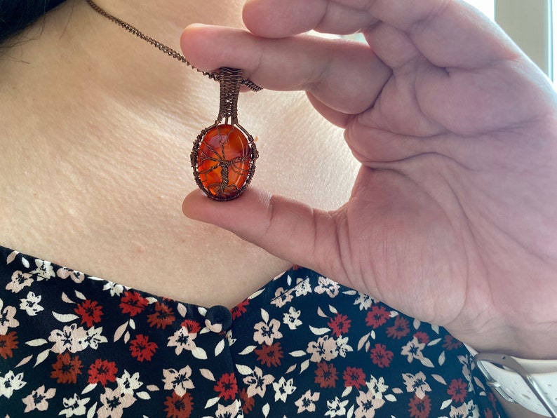 Wiccan Amulet, Tree of Life Gothic Pendant With Red Carnelian, Handmade ...