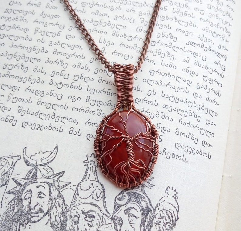 Wiccan Amulet Tree of Life Gothic Pendant With Red Carnelian - Etsy UK