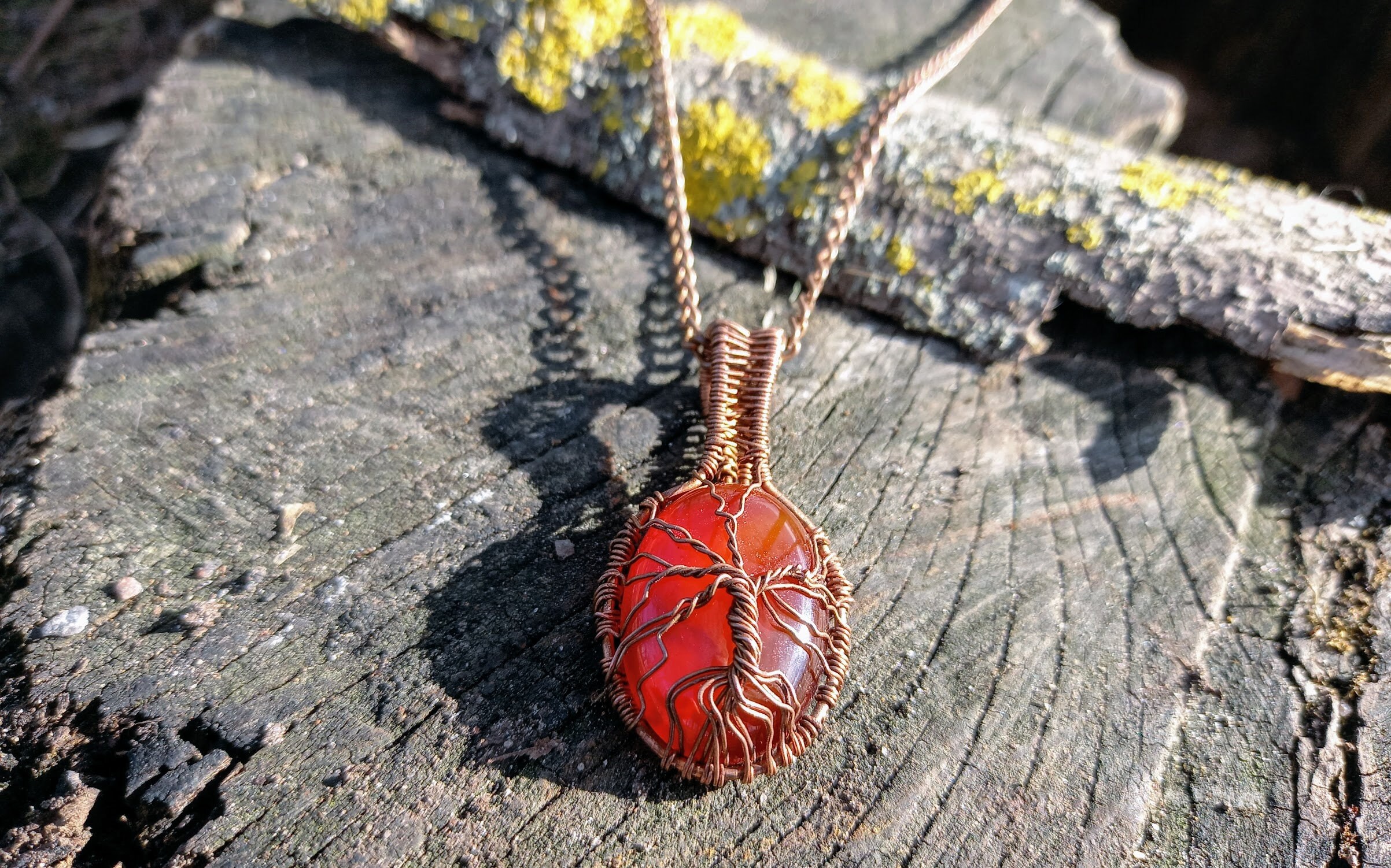 Wiccan amulet tree of life gothic pendant with red carnelian | Etsy