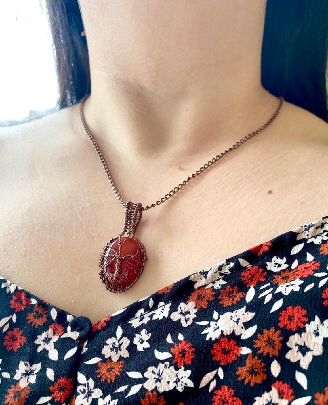 Wiccan Amulet Tree of Life Gothic Pendant With Red Carnelian - Etsy UK