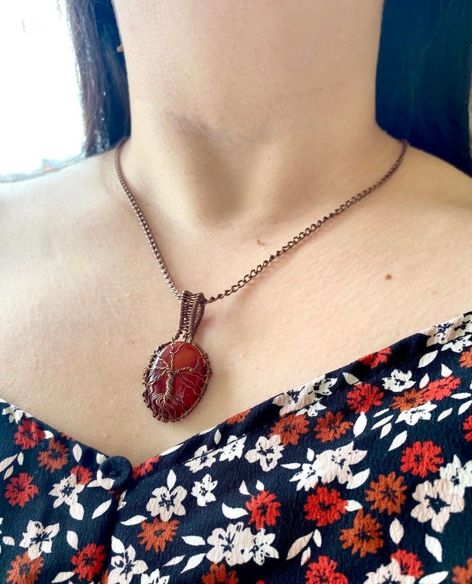 Wiccan Amulet Tree of Life Gothic Pendant With Red Carnelian - Etsy UK