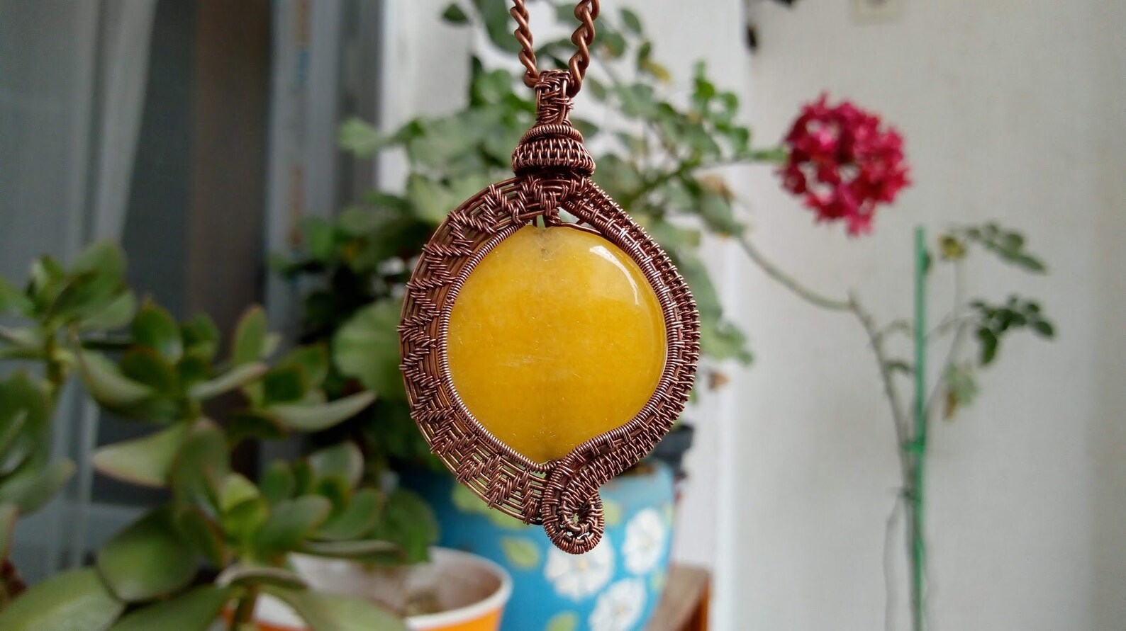 Sun pendant yellow Nephrite Jade necklace Handmade copper | Etsy