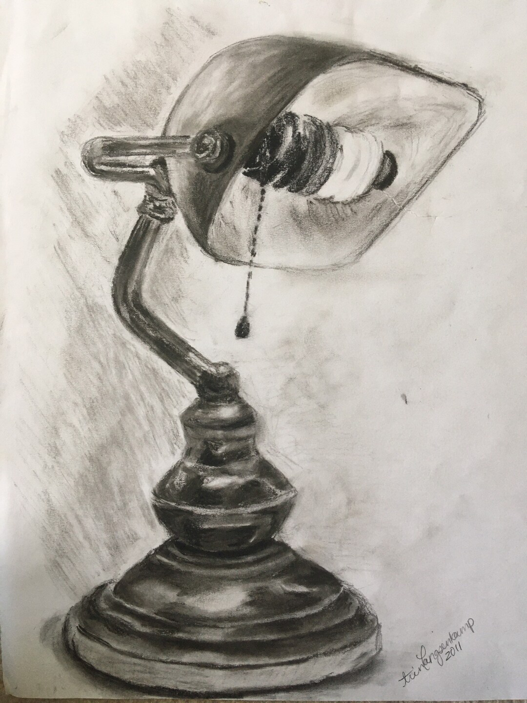Lamp Still Life, 15x15” Charcoal on Paper - Etsy
