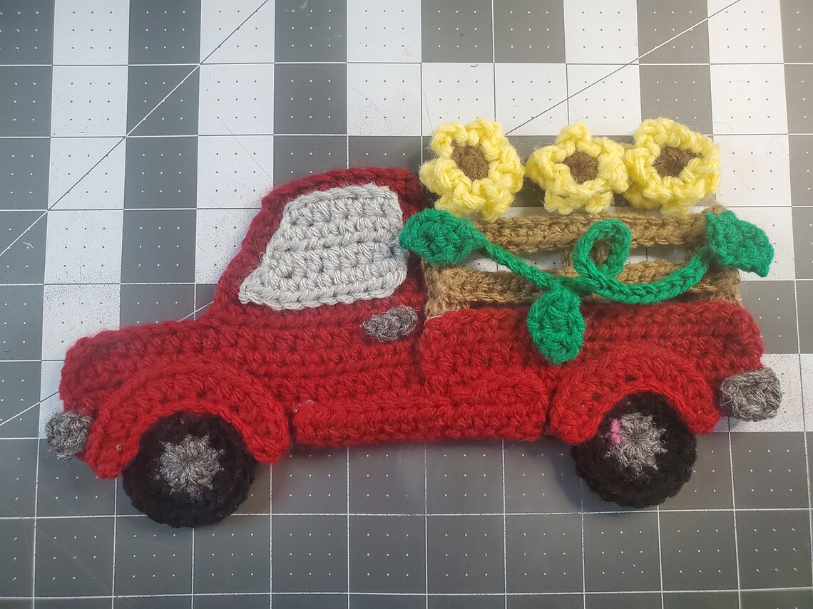 PDF PATTERN Old Red Truck Four Seasons Crochet Applique Instructions to ...