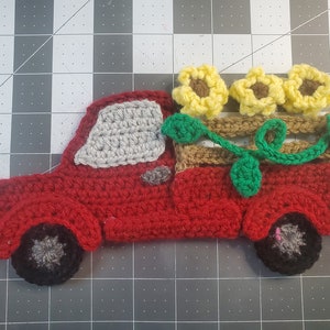 PDF PATTERN Old Red Truck Four Seasons Crochet Applique Instructions to ...