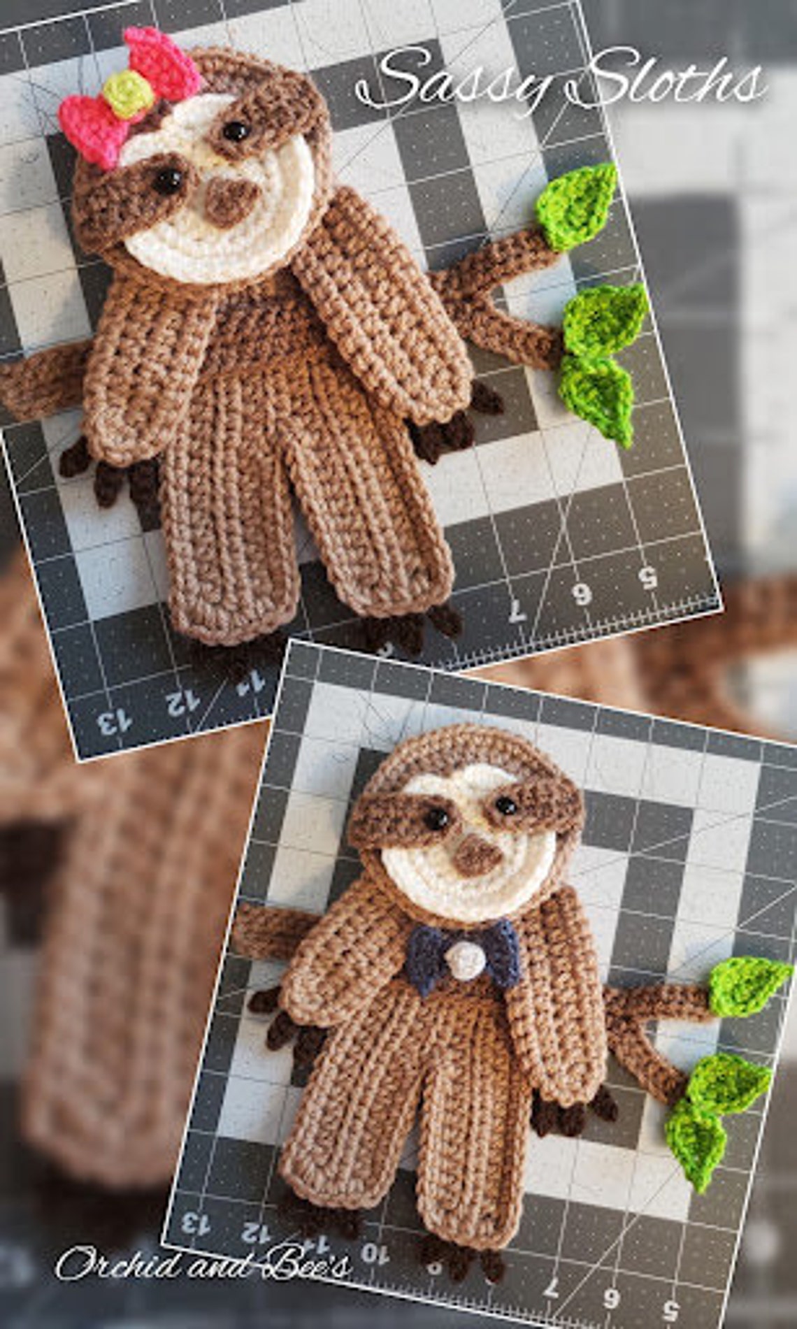 PDF PATTERN Crochet Sassy Sloths Instructions How to | Etsy