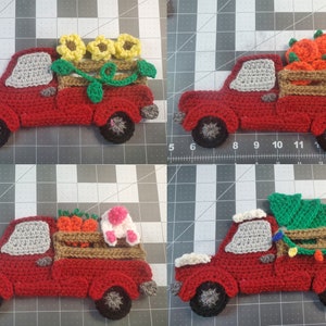 PDF PATTERN Old Red Truck Four Seasons Crochet Applique Instructions to ...