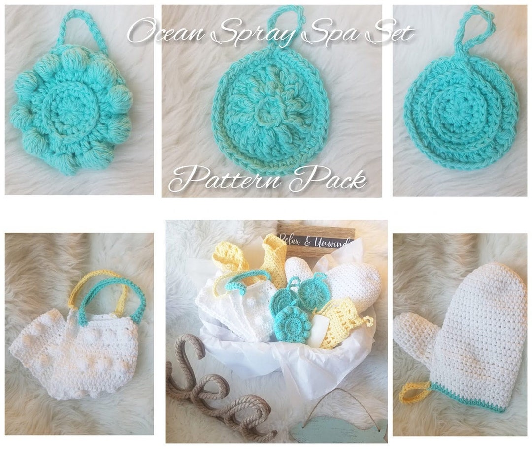 PDF PATTERN - Crochet Spa Set Pattern Download File Instructions on How ...