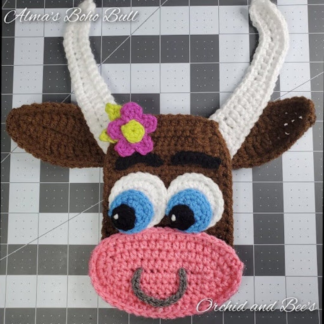 PDF Pattern Alma's Boho Bull - Crochet Applique Pattern Printable ...