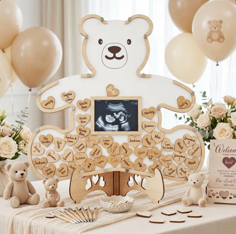 Teddy Bear Baby Shower Guest Book Frame – Keepsake Nursery Decor - Etsy
