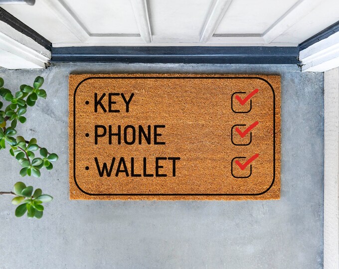 ESSENTIAL PORCH CHECKLIST Keys Phone Wallet Checklist Doormat Reminder ...