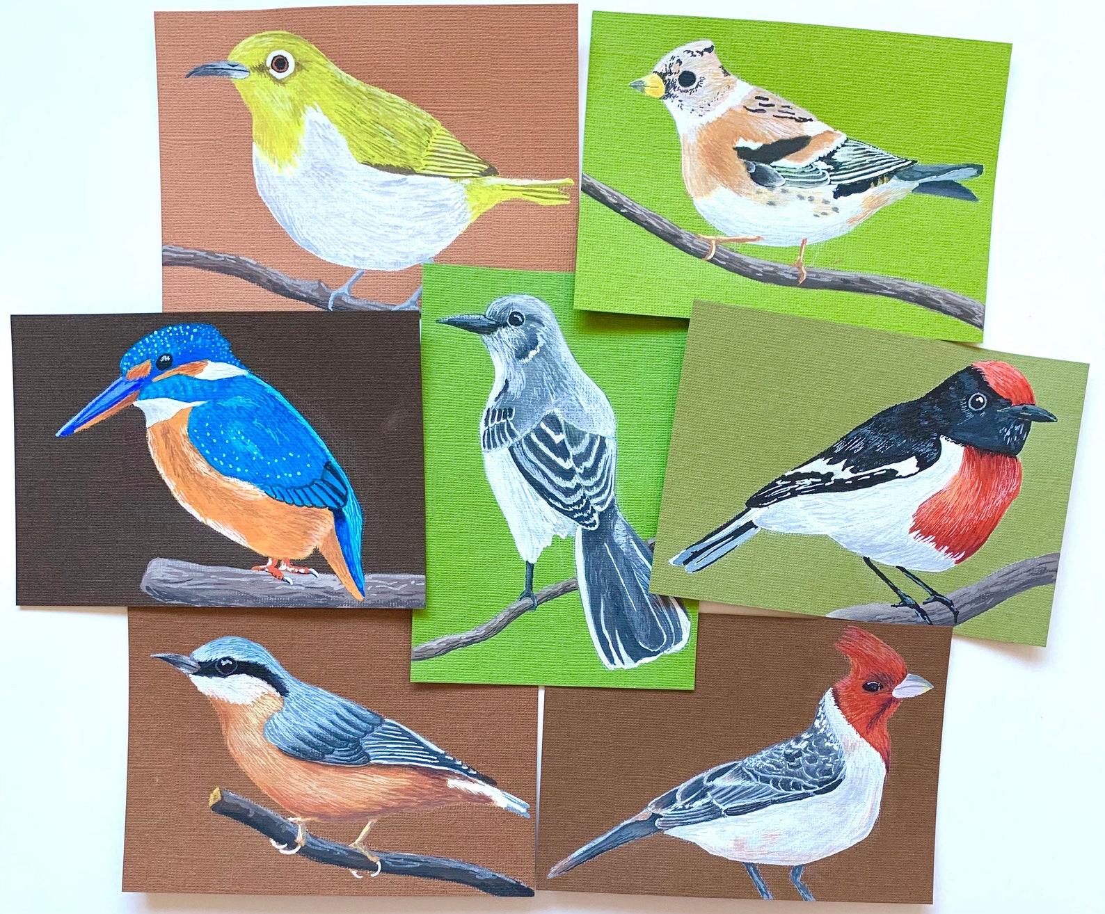 Gouache Bird Paintings // Original Artwork // A6 Bird Art - Etsy