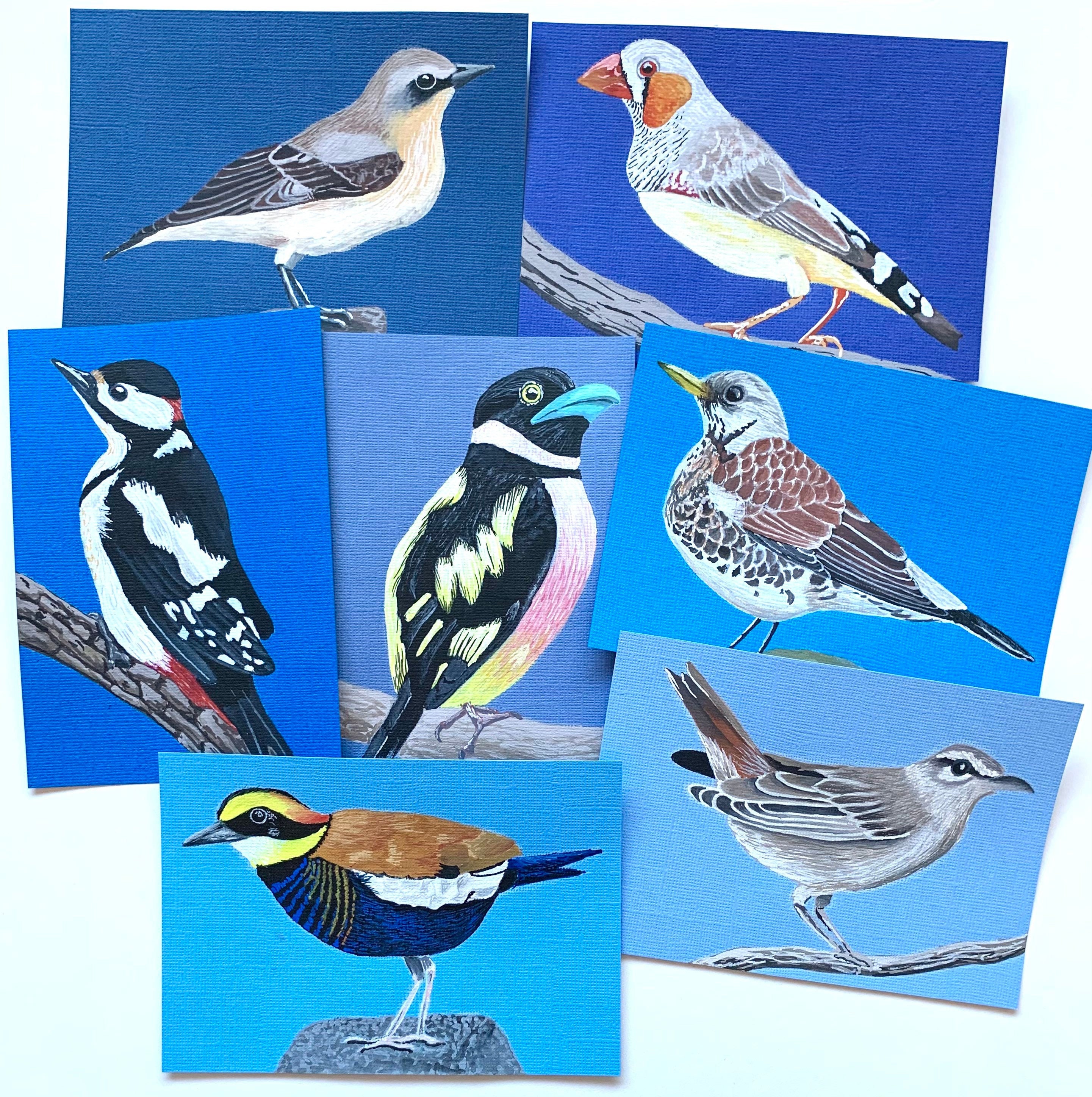 Gouache Bird Paintings // Original Artwork // A6 Bird Art - Etsy UK