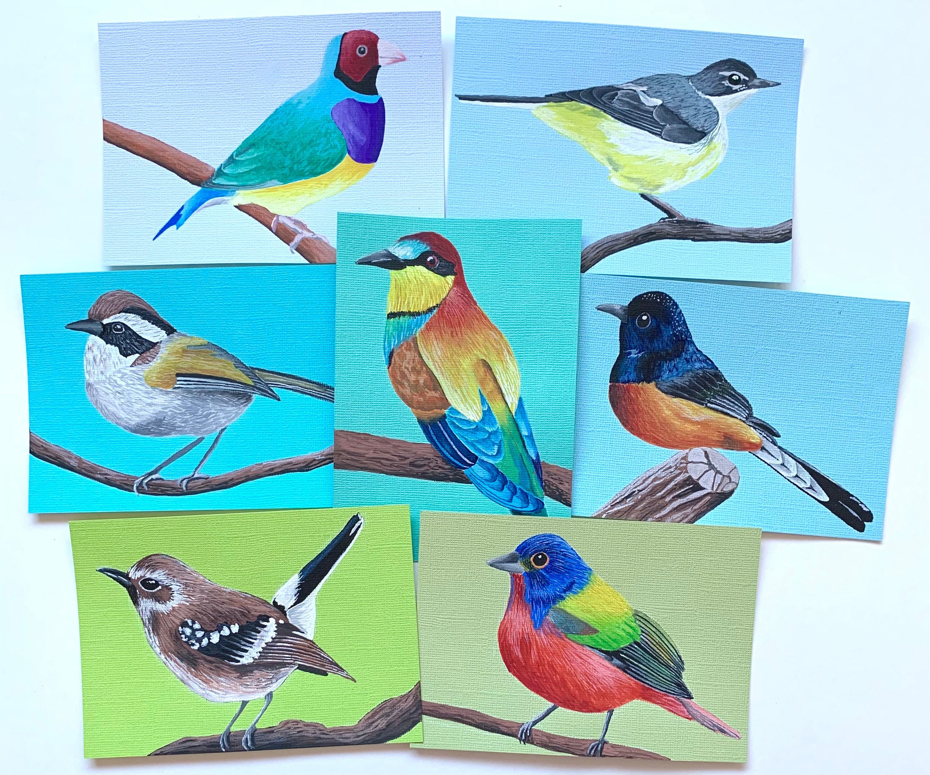 Gouache Bird Paintings // Original Artwork // A6 Bird Art - Etsy UK