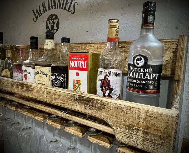 100cm Floating Home Bar/ Wine or Spirit Rack Jacobean Wax - Etsy UK