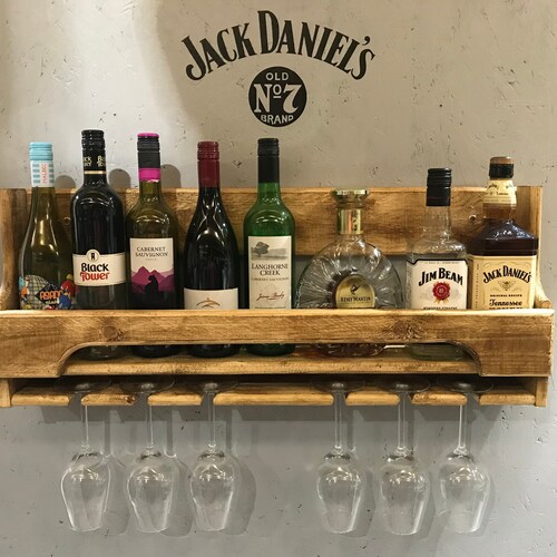 75cm Floating Home Bar/ Wine or Spirit Rack Reclaimed Wood - Etsy UK