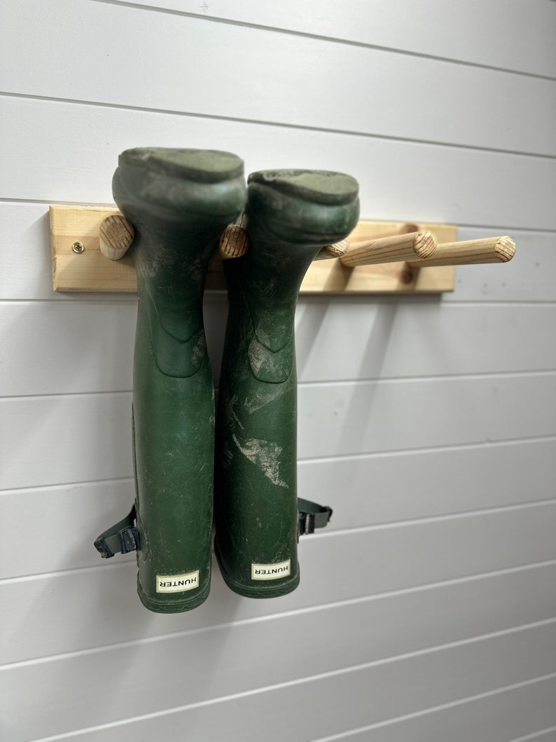 Wall Mounted Wellington Boot Storage Rack- Natural Wood - Etsy
