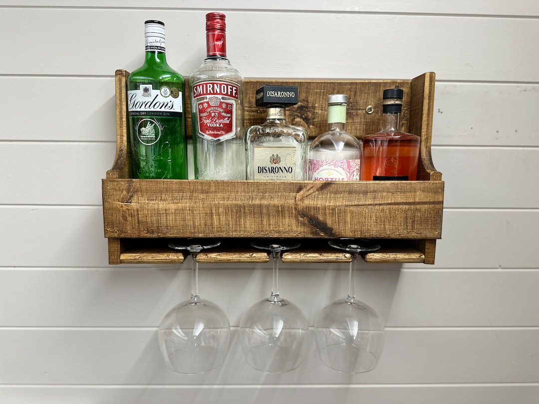 50cm Floating Gin Rack Home Bar- Straight Front- Dark Oak - Etsy