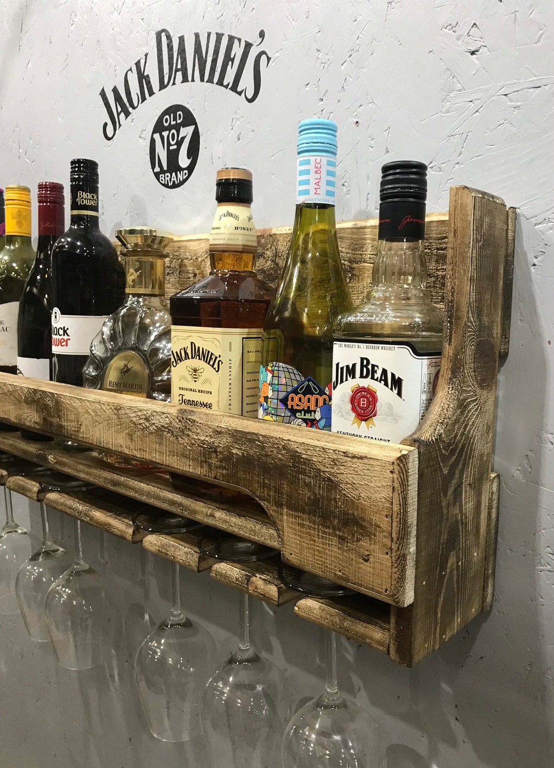 75cm Floating home bar/ Wine or Spirit rack Jacobean straight | Etsy