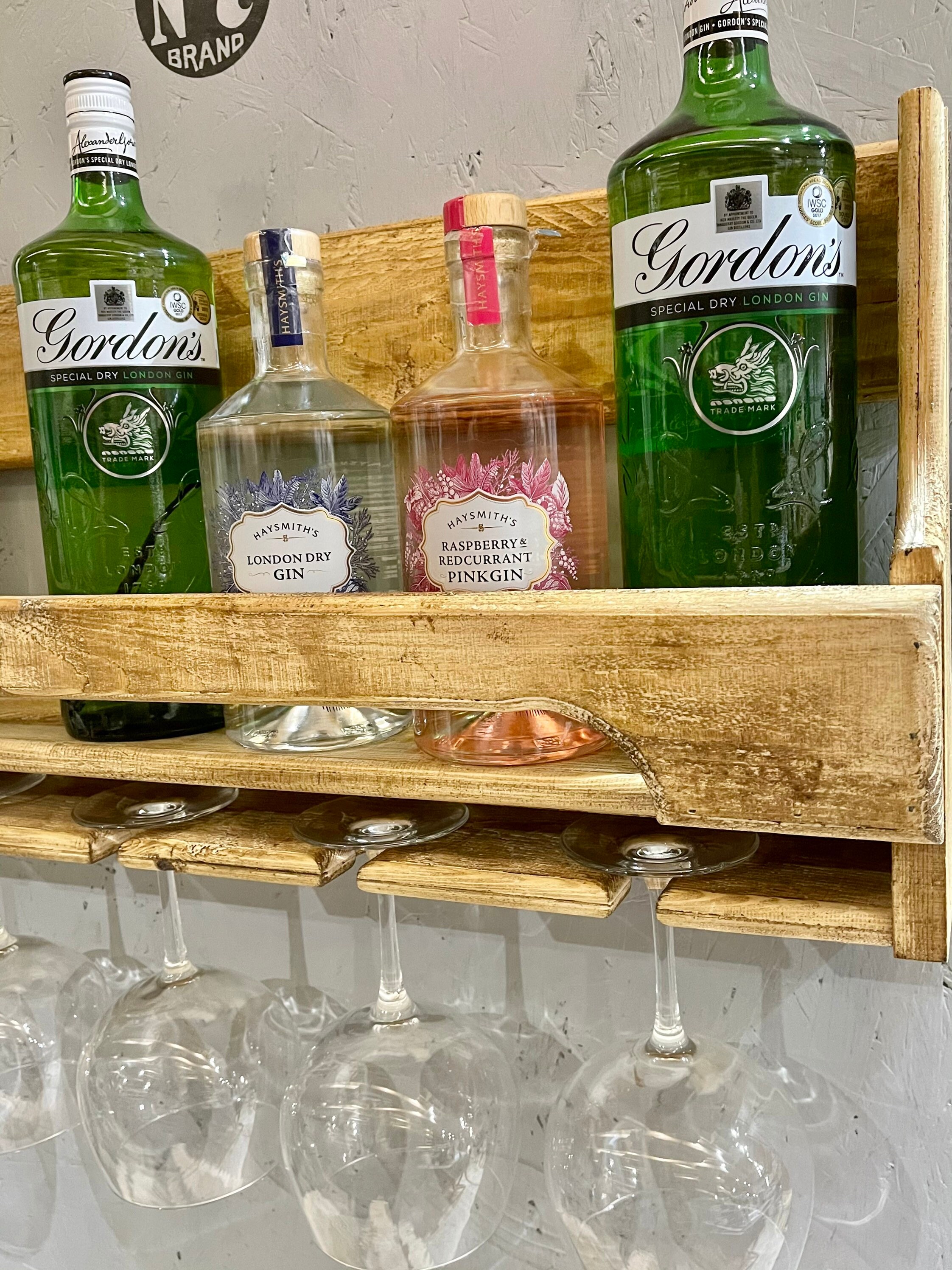 75cm Gin Rack Curved Front Dark Oak Wax - Etsy UK