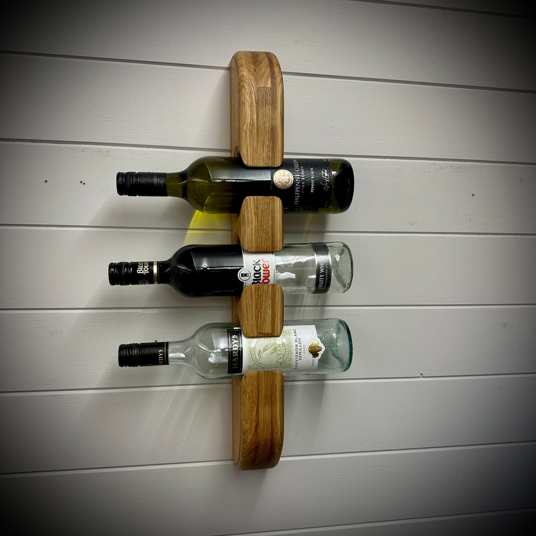 Solid Oak -wall Mounted Wine Rack - Etsy