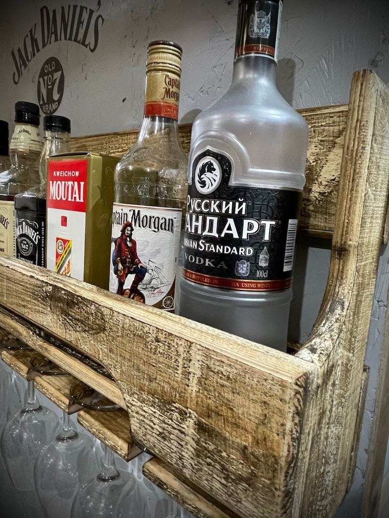 100cm Floating Home Bar/ Wine or Spirit Rack Jacobean Wax - Etsy UK