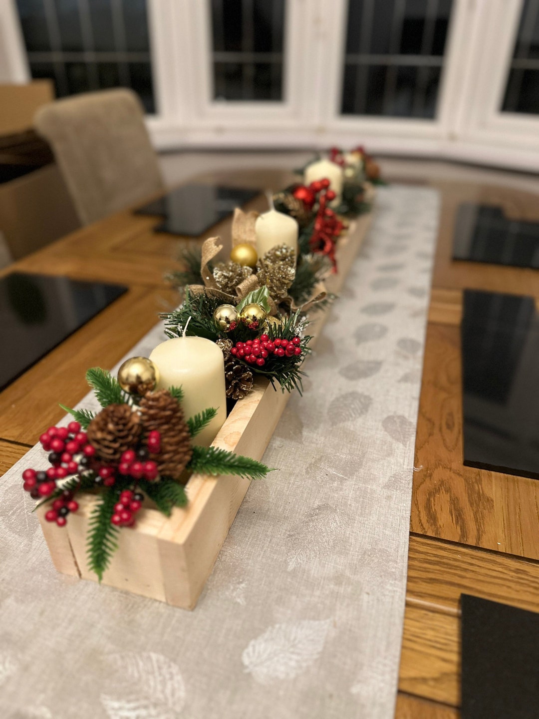 Rustic Christmas Table Centre Piece Box - Natural Wood - Etsy