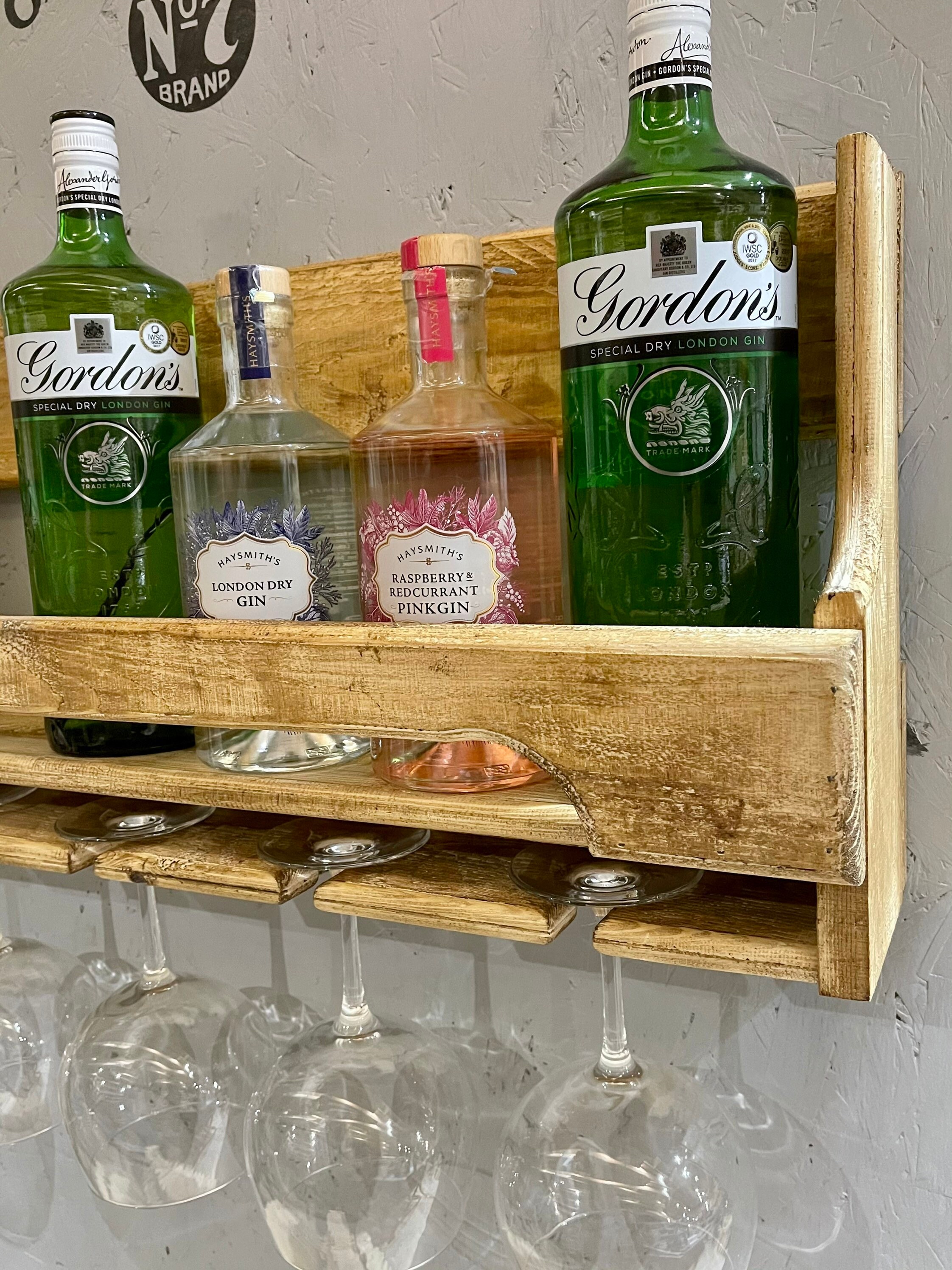75cm Gin Rack Curved Front Dark Oak Wax - Etsy UK