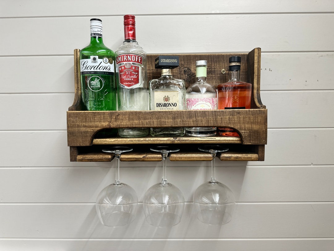 50cm Floating Gin Rack Home Bar- Curved Front- Jacobean - Etsy
